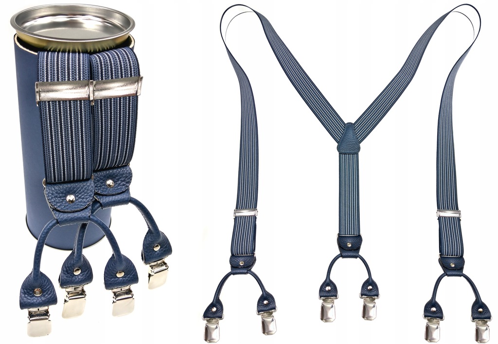 Szelki do spodni NA 6KLIPSÓW GUMA NIEBIESKIE PASKI - 8985911477 ...