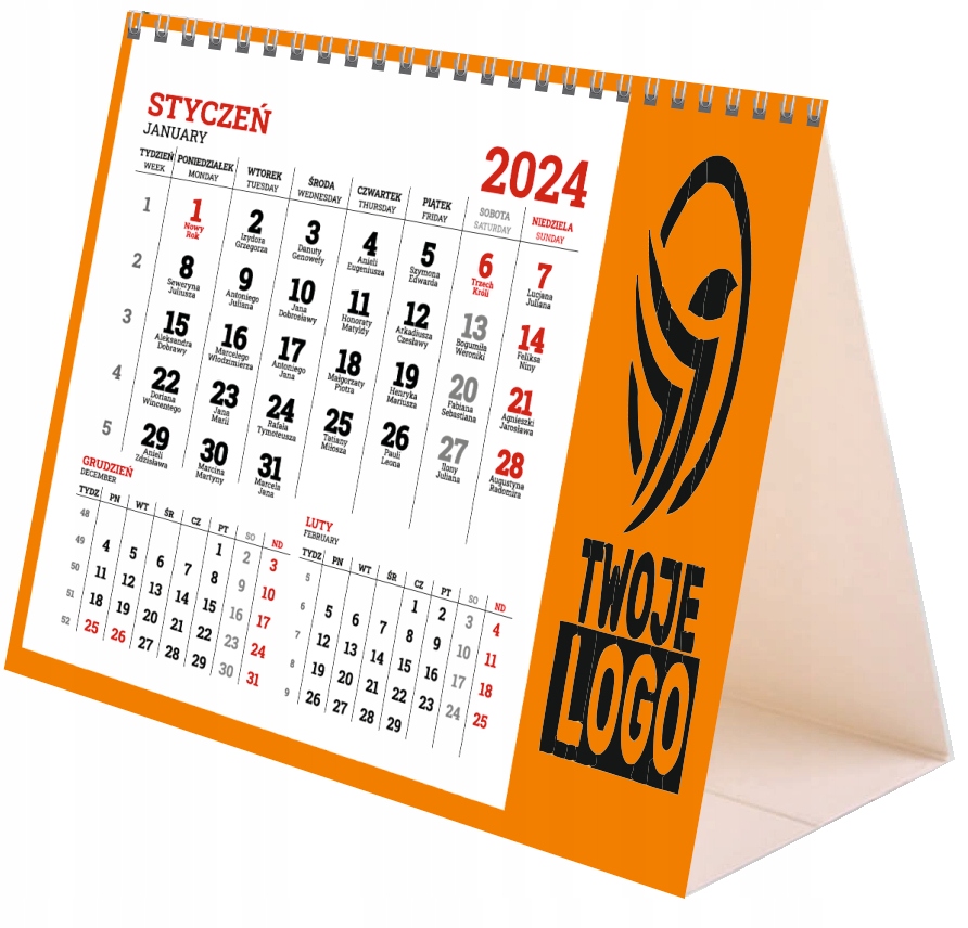 TANIE Kalendarze BIURKOWE 2024 PIRAMIDKI z Nadrukiem + TWOJE LOGO 50 ...