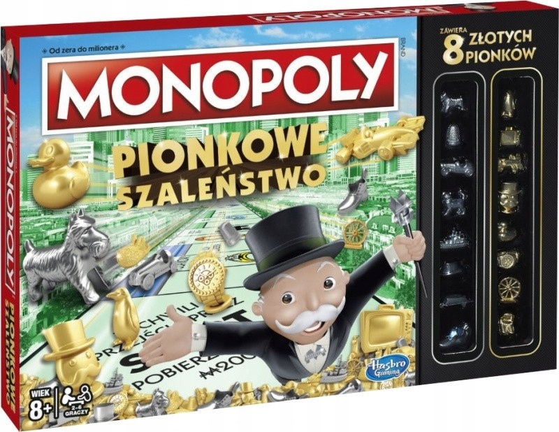 MONOPOLY +8 złotych pionków gra planszowa POLSKA - 7896521627 ...