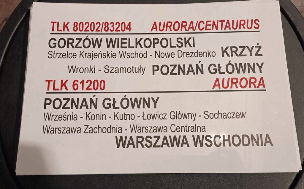 Tablica Relacyjna PKP IC TLK Aurora/Centaurus Aurora - 15037787256 - oficjalne archiwum Allegro