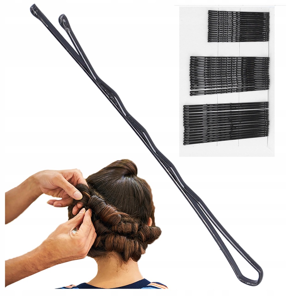 Wsuwki czarne do włosów spinki upinania fryzjerskie 45 szt różne ...