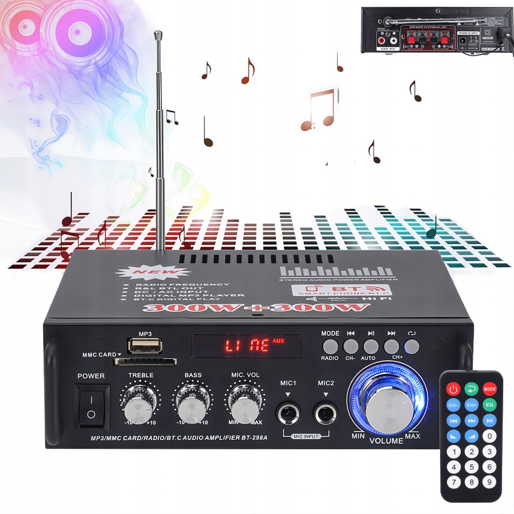 CYFROWY WZMACNIACZ STEREO AMPLITUNER BLUETOOTH 600W WYSOKA JAKOŚĆ - 16106563316 - oficjalne ...