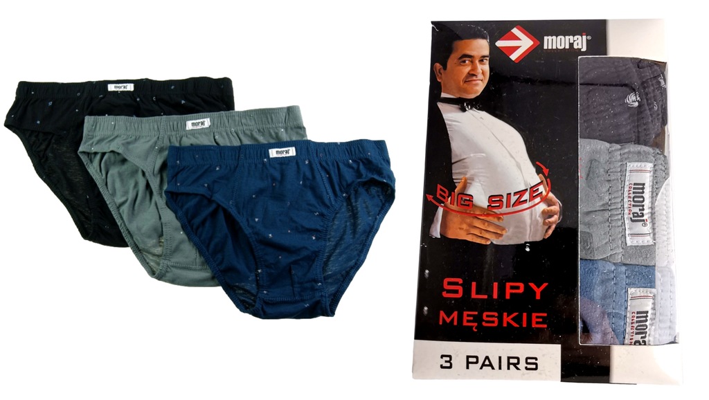Slipy BAWEŁNIANE męskie MORAJ 3-pak w pudełku 5XL - 12794469860 ...