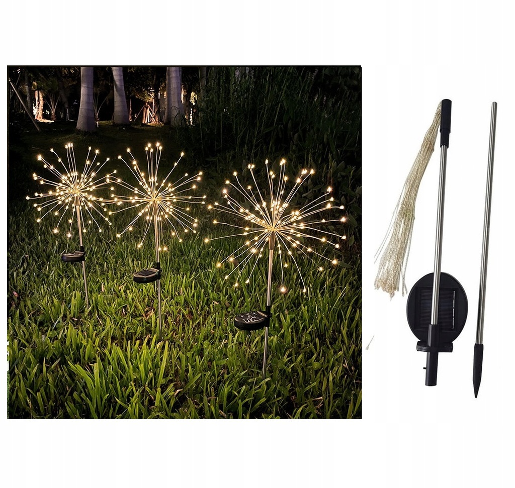 2x Lampa solarna ogrodowa DMUCHAWIEC 120 LED COOL - 13689055527 - oficjalne archiwum Allegro