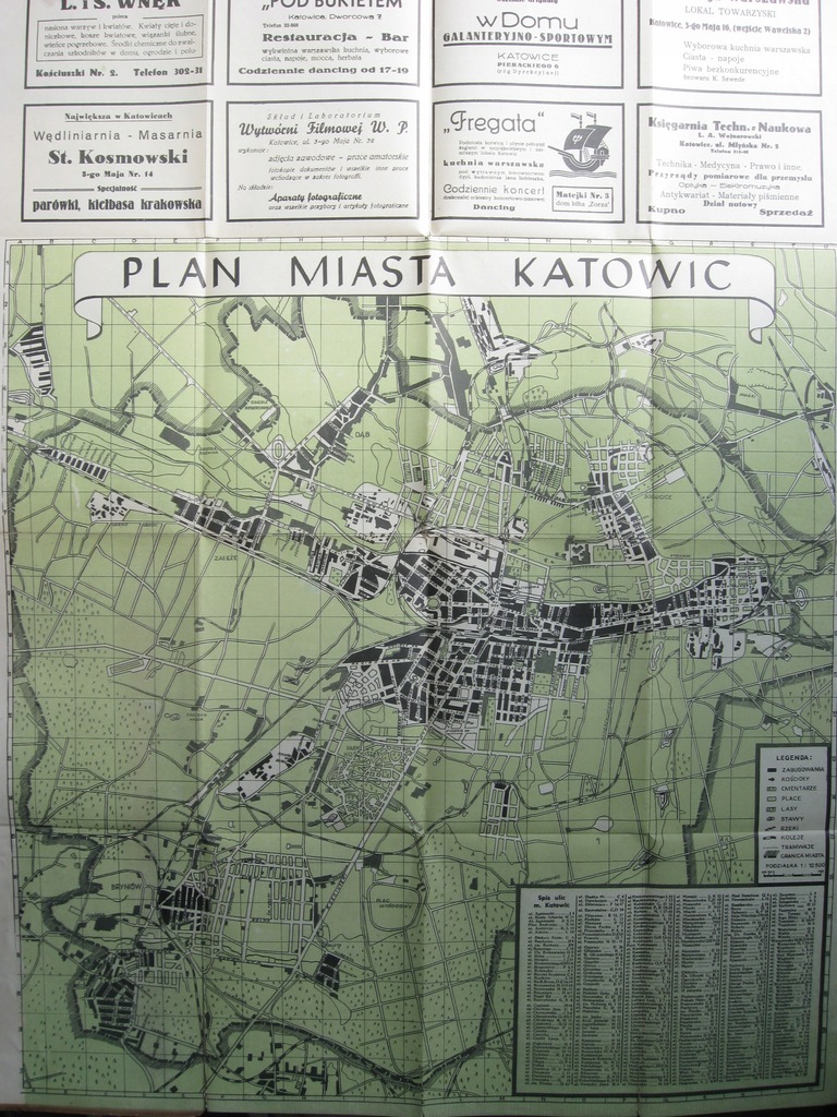 Katowice PLAN MIASTA KATOWIC Tramwaje PKP 1933 - 14286817439 ...