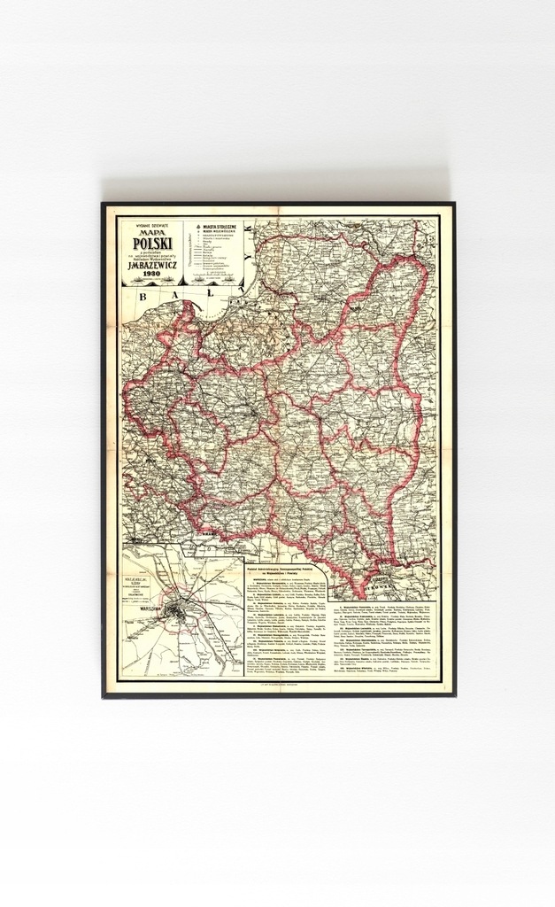Stara mapa Polski 1930 r. 50x40cm - 10502336585 - oficjalne archiwum ...