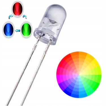 Dioda DIP LED 3mm RGB zmieniające kolor 25 sztuk - 13209430660 ...