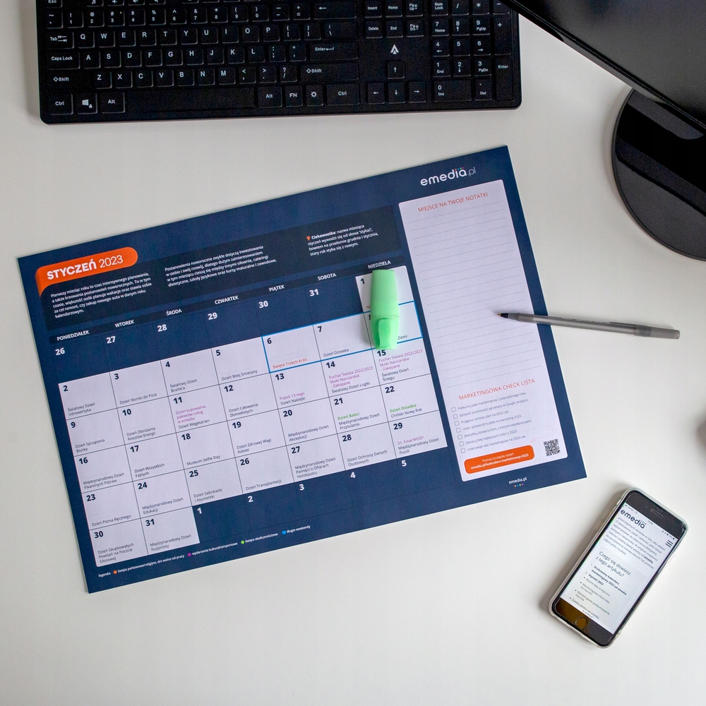 Planer biurkowy z kalendarzem marketera 2023 - 1 - 13187171772 - oficjalne archiwum Allegro