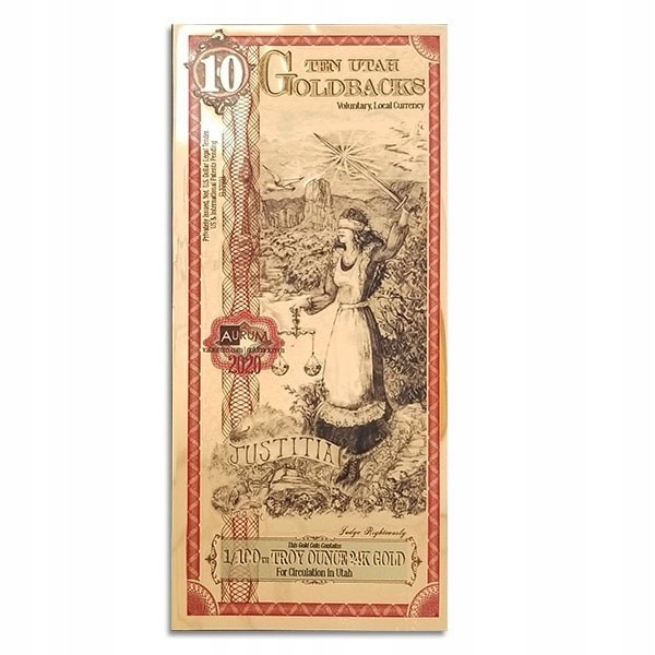 Złoty Banknot 10 Utah Goldbacks Gold Note 1/100 oz - 13586299688 ...