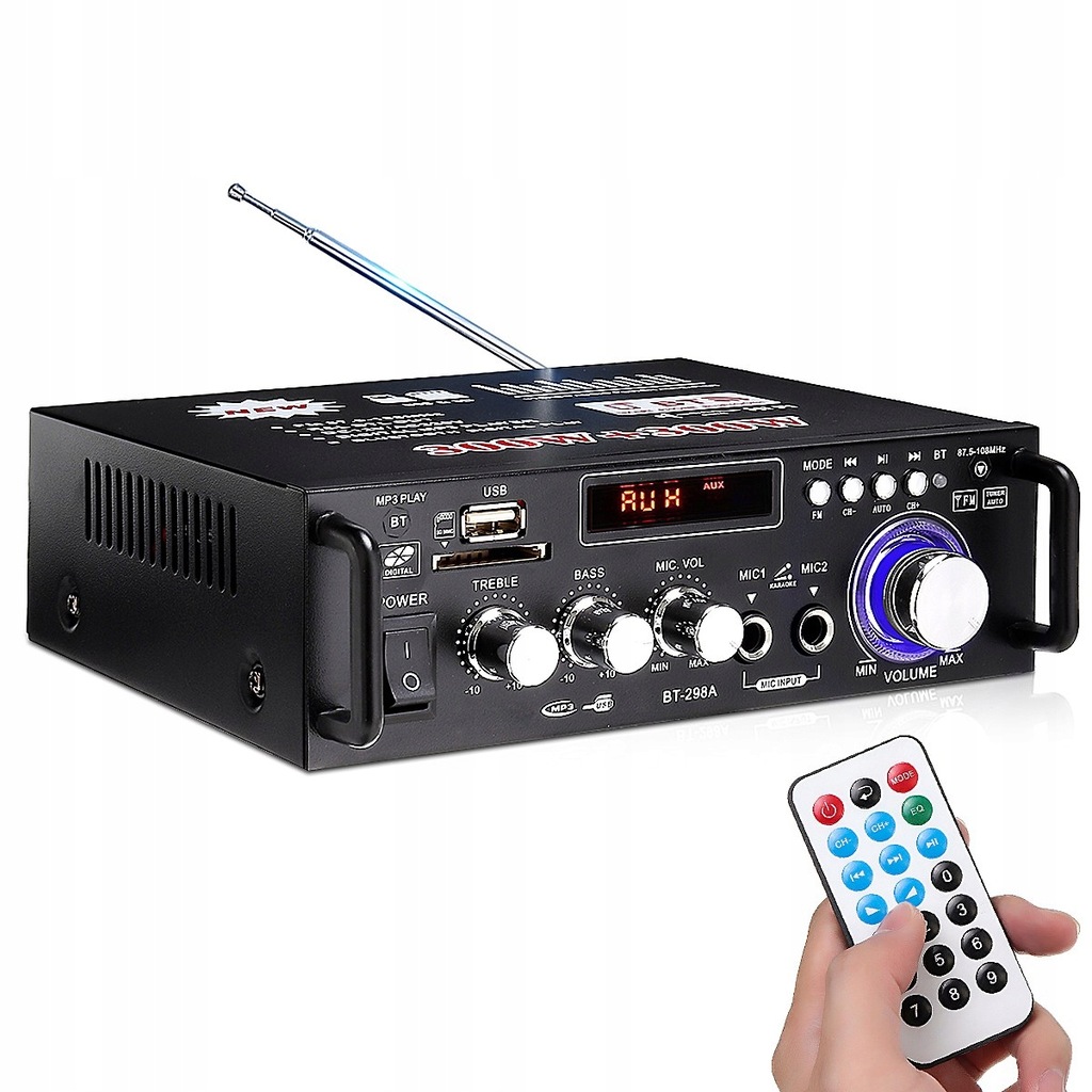 AMPLITUNER WZMACNIACZ STEREO BLUETOOTH USB - 10935372670 - oficjalne archiwum Allegro