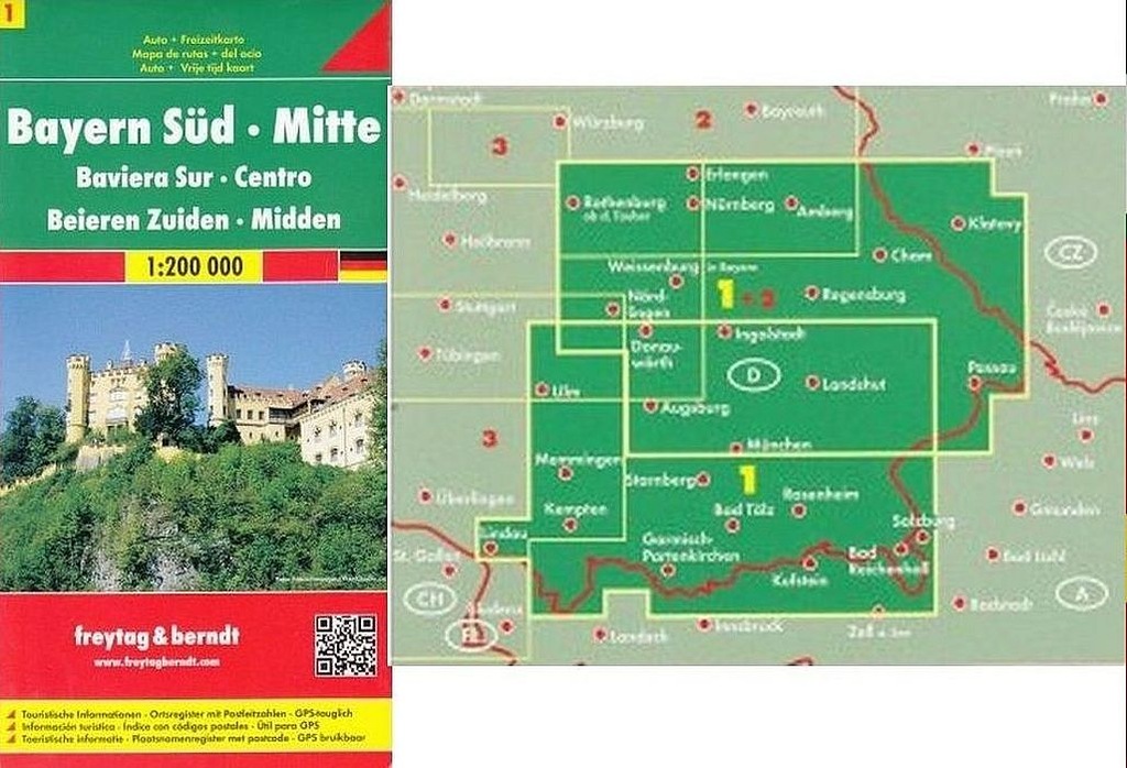 BAWARIA PÓŁNOCNA POŁUDNIOWA NIEMCY MAPA FB - 12910058065 - oficjalne ...