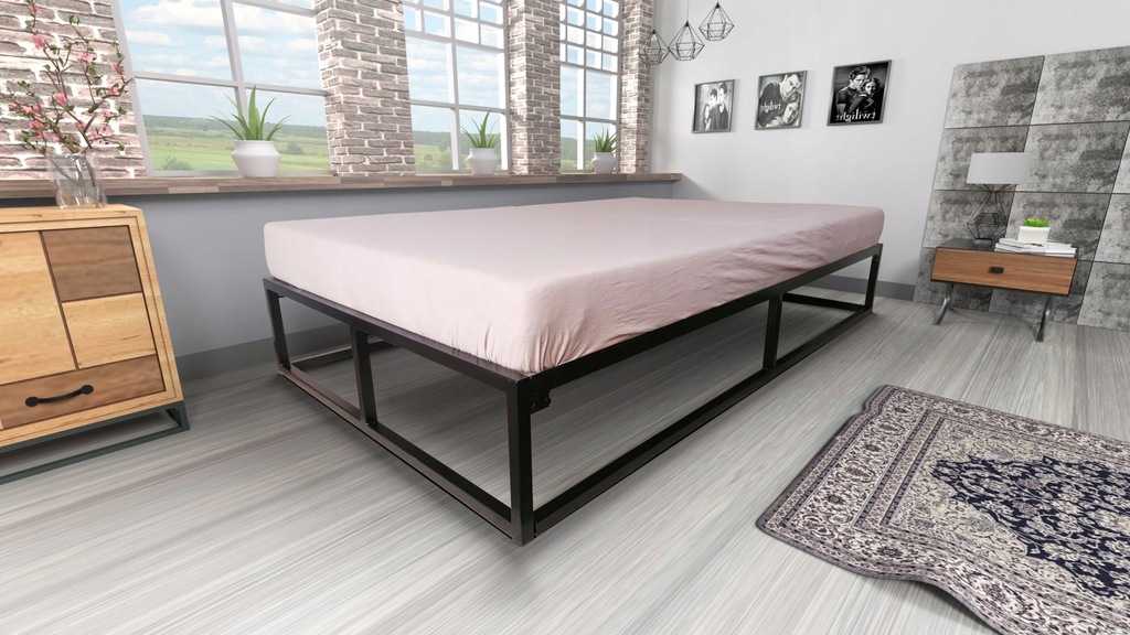 ŁÓŻKO METALOWE LIMA LOFT 160x200 CZARNE - 12150495405 - oficjalne archiwum Allegro