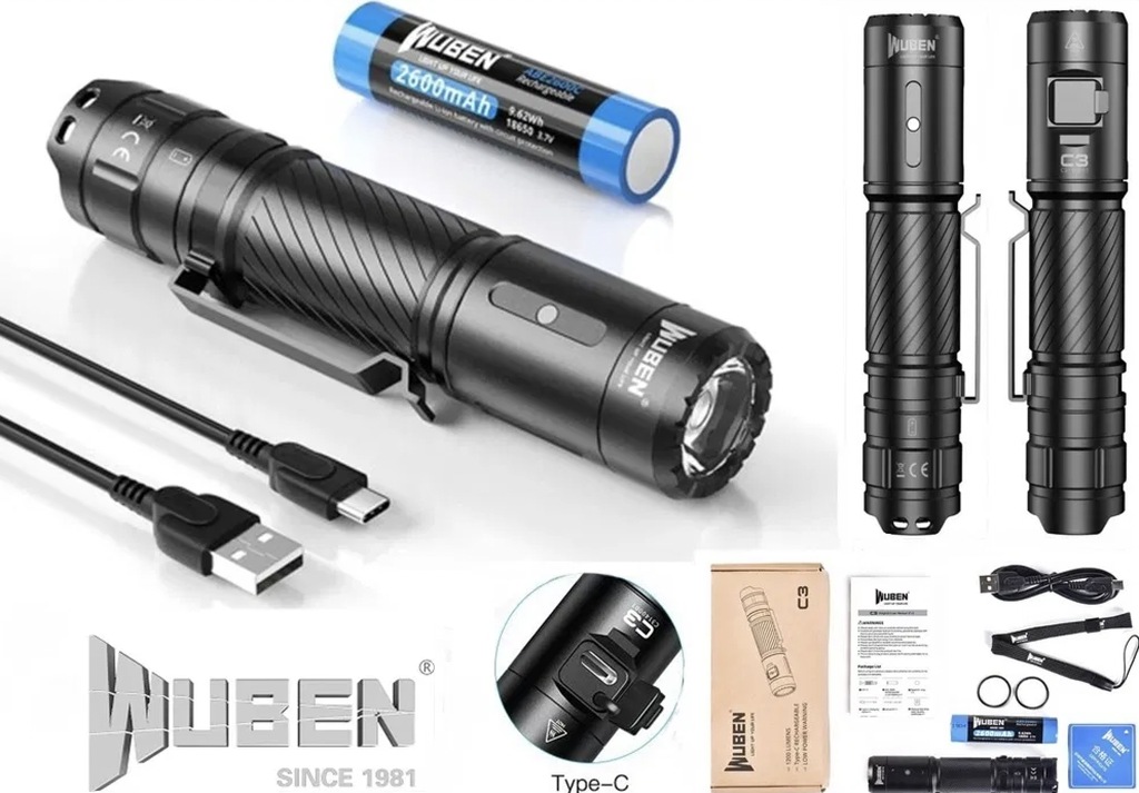 PRO LATARKA WUBEN C3 USB-C 1200 Lumen OSRAM IP65 - 10479210328 ...