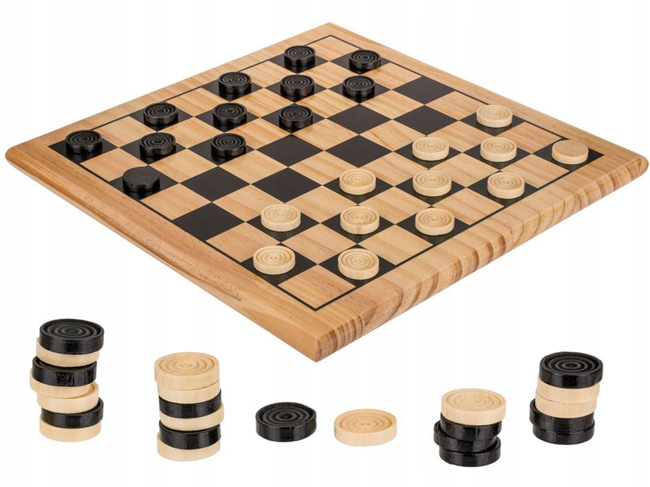 Drewniane WARCABY Z DREWNA PLANSZA GRA 28,5X28,5CM - 9497457724 ...