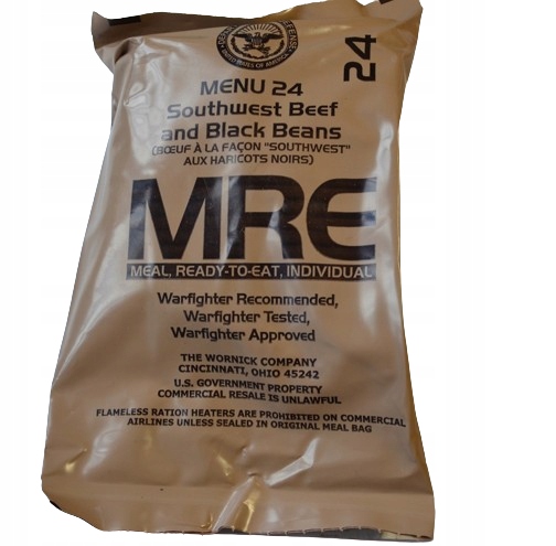 Wojskowa racja żywnościowa USA Army MRE 24 - wołowina z czarną fasolą - 14883502186 - oficjalne ...