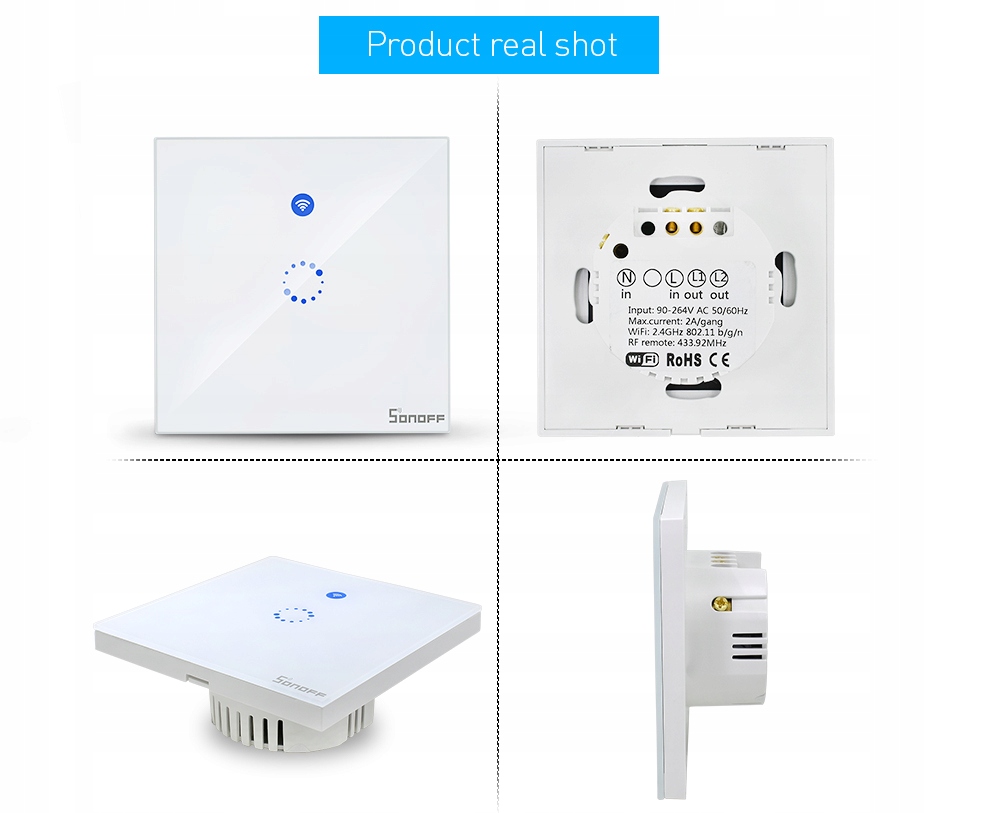 Sonoff T1 EU 1 Kanały Włącznik światła Wifi+RF433 - 7557282177 ... Sonoff T1 EU 1 Kanały Włącznik światła Wifi+RF433 - 7557282177 ...