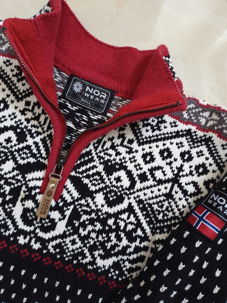 NOR WEAR BAWEŁNIANY NORWESKI SWETER WE WZORY - 12399122066 - oficjalne ...