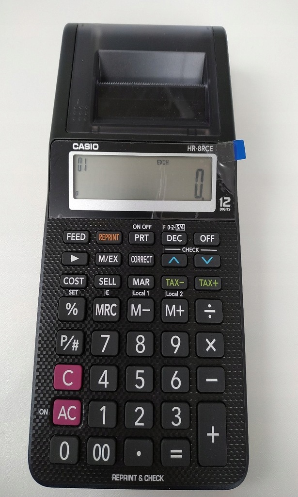 KALKULATOR Z DRUKARKĄ BIURKOWY CASIO HR-8RCE-BK - 12538037112 ...
