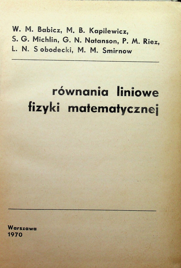 Równania liniowe fizyki matematycznej - 11889367232 - oficjalne archiwum Allegro
