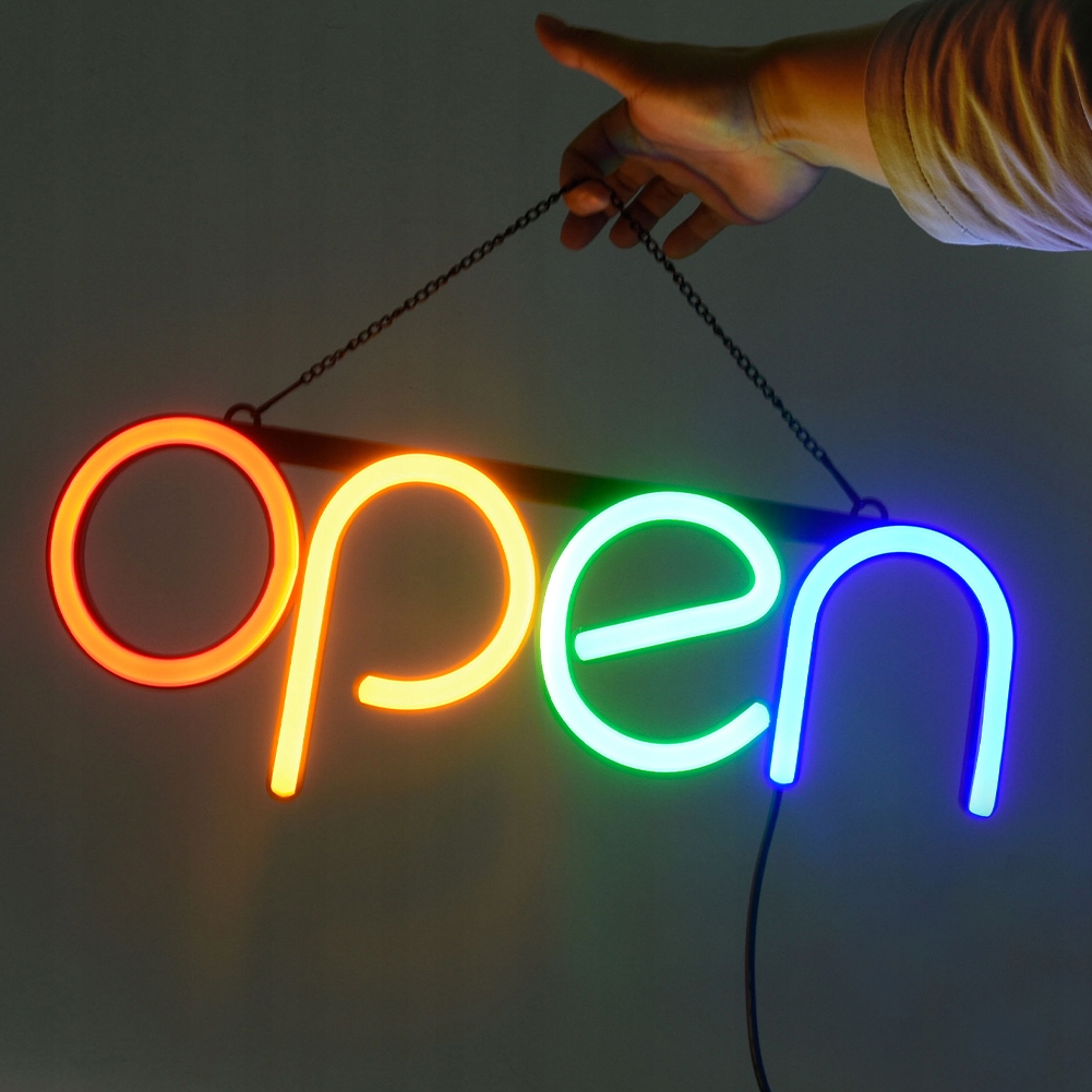 NEON LED NA ŚCIANĘ ZNAK SKLEPY OPEN NAPIS NEONOWY - 11720562053 ...