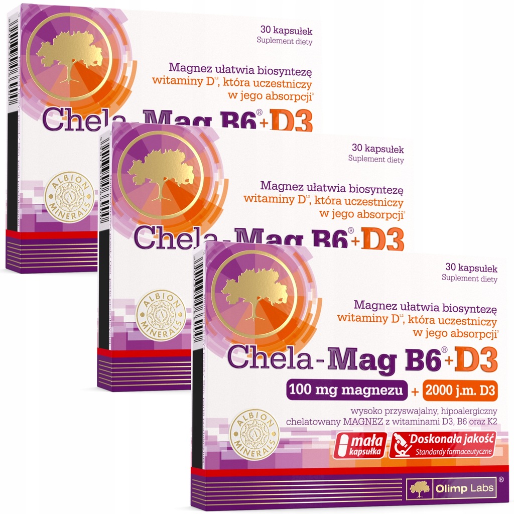 OLIMP CHELA-MAG B6+D3 33X0kaps MAGNEZ WITAMINA D3 B6 K2 MINERAŁY ...