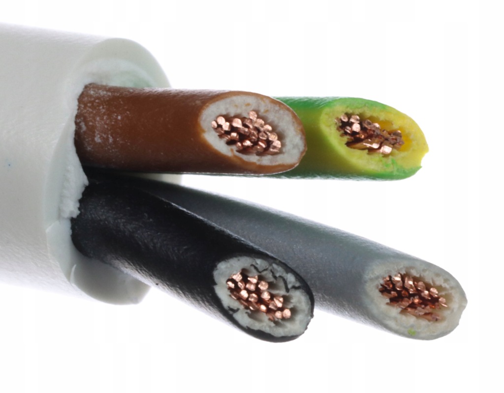 Przewód kabel 4-żyłowy linka biały OWY 4x1,5 - 15m - 13618157604 ...