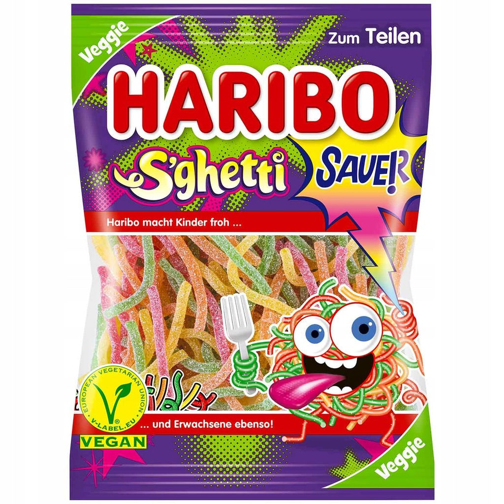 Żelki Haribo 175 g S'ghetti Spaghetti Kwaśne Vegan - 15120534468 ...