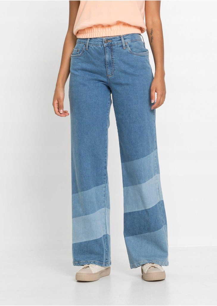 GE1027 SZEROKIE JEANSY OZDOBNE NOGAWKI__42 - 13237510394 - oficjalne archiwum Allegro