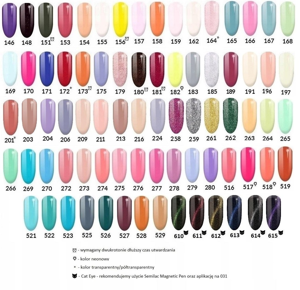SEMILAC 6x Lakier Hybrydowy + 1x WZORNIK GRATIS ! - 6951865709 ...