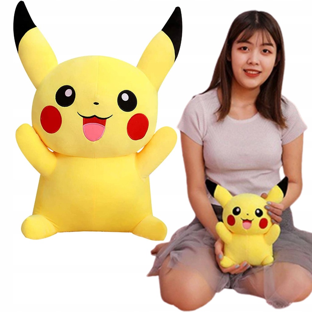 MASKOTKA PIKACHU DUŻY PLUSZOWY POKEMON MIĘKKA PRZYTULANKA PLUSZOWA Z ...