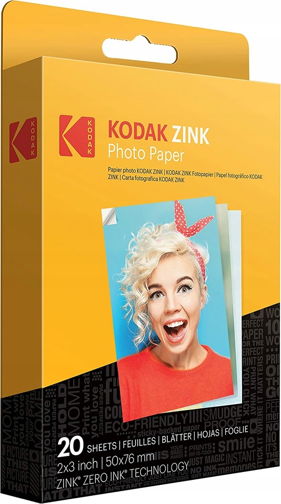 WKŁADY KODAK ZINK ZERO INK 20 ZDJĘĆ 2x3 50x76MM - 12761233474 ...