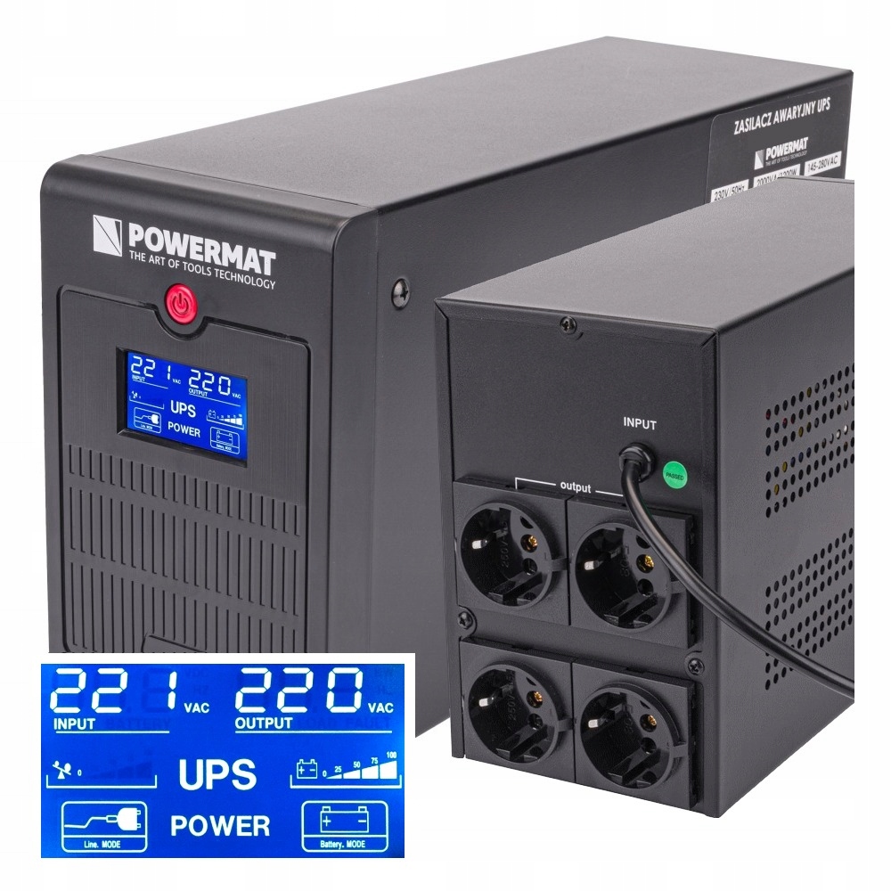 Zasilacz AWARYJNY UPS 230V 1500VA 900W akumulator - 13565856136 ...