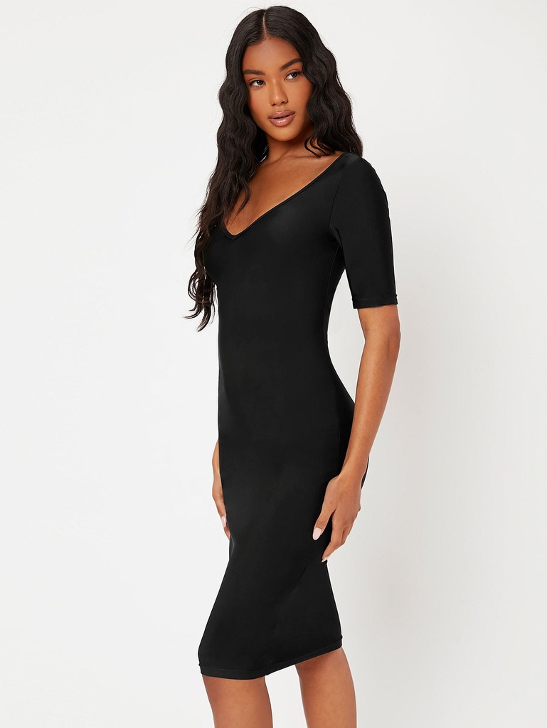 B11D008 SUKIENKA MAŁA CZARNA PROSTA MIDI SHEIN L - 12636419758 - oficjalne archiwum Allegro