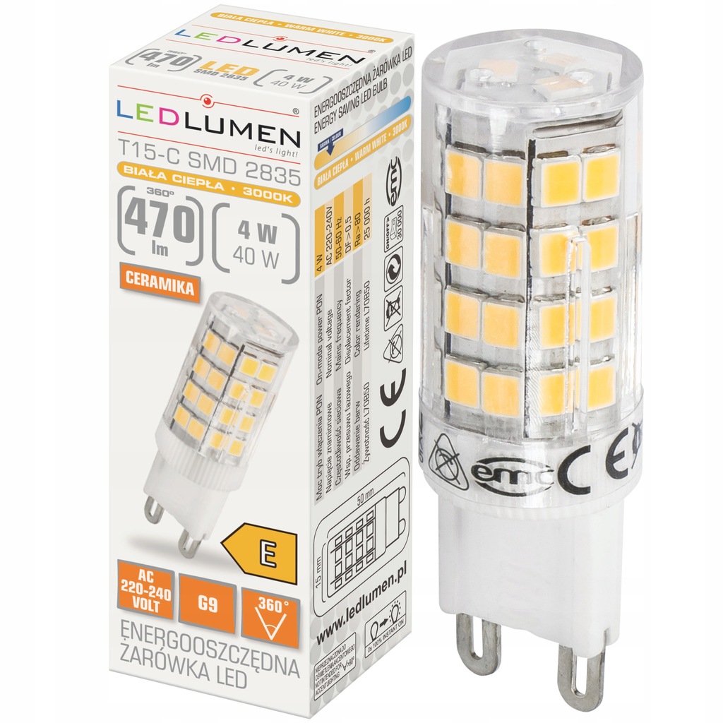 Żarówka LED G9 MINI 4W=40W SMD 470lm CERAMICZNA - 12982013486 - oficjalne archiwum Allegro