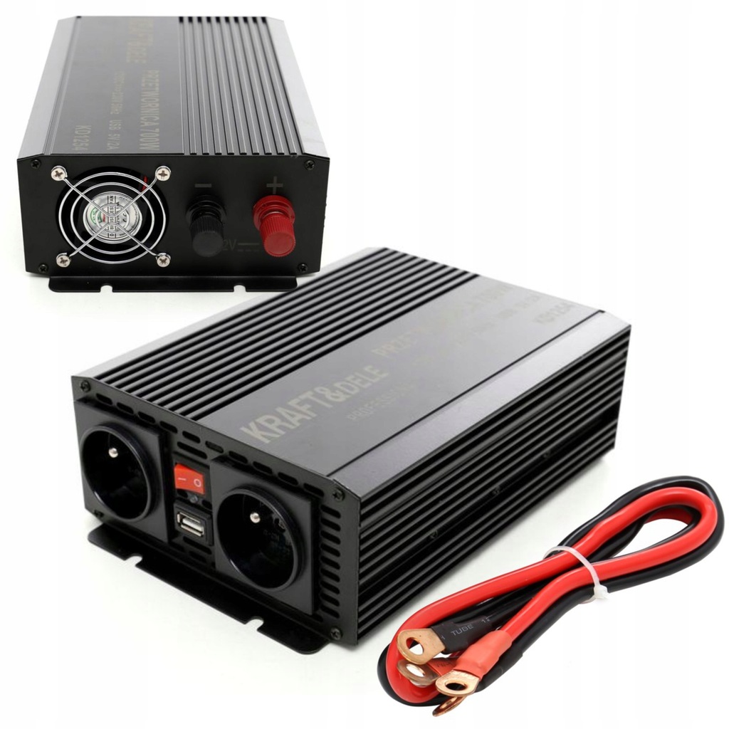 PRZETWORNICA SAMOCHODOWA NAPIĘCIA 700W DC/AC 12V - 230V Kraft&Dele ...