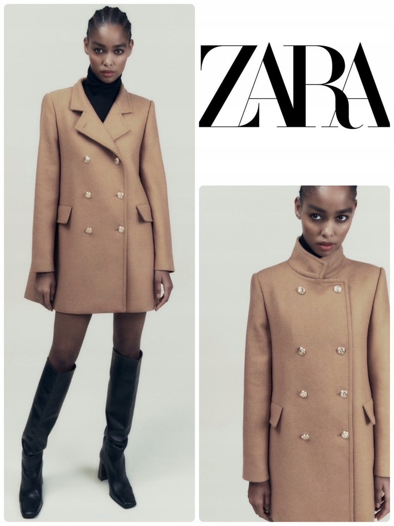 Płaszcz Military Wełna Metalowe Guziki - ZARA XXL - 13419616911 - oficjalne archiwum Allegro