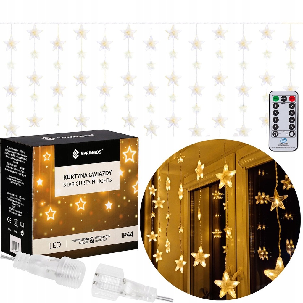 SOPLE KURTYNA ŚWIETLNA GWIAZDKI 136 LED Z PILOTEM - 9818262127 ...