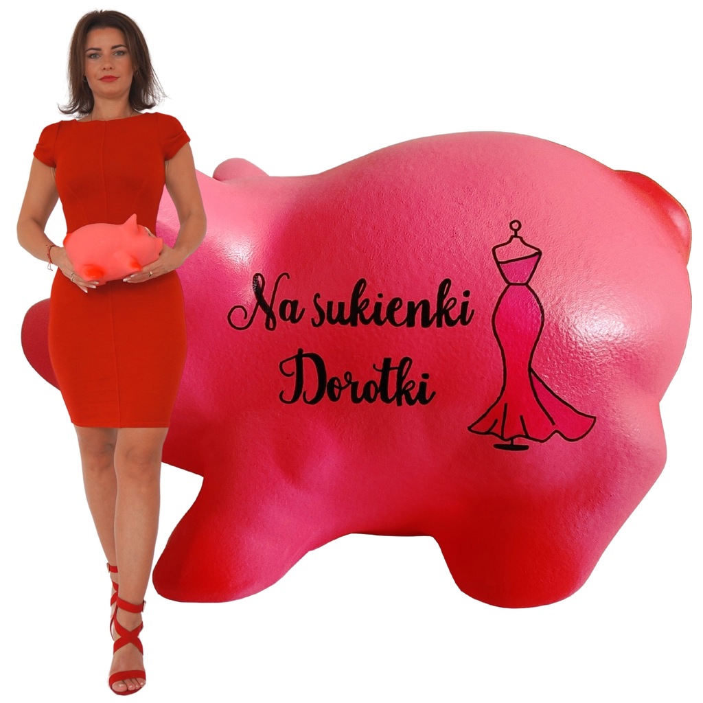 ŚWINKA SKARBONKA RÓŻOWA dla dzewczynki z imieniem - 13291606752 - oficjalne archiwum Allegro