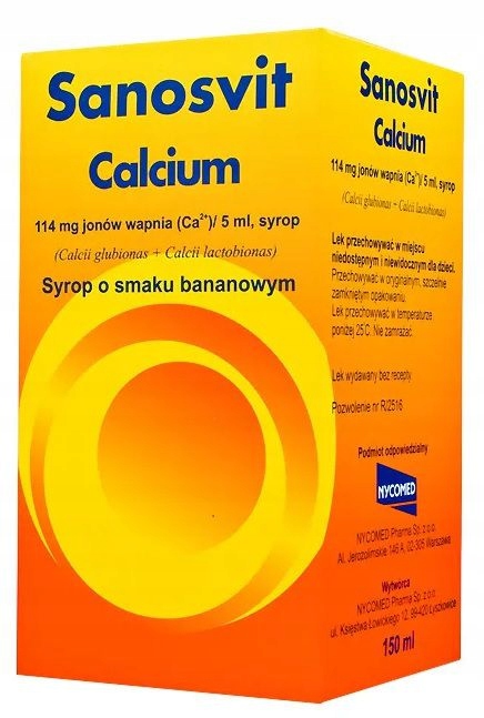 Calcium Sanosvit wapno bananowe syrop 150ml - 13585664167 - oficjalne ...