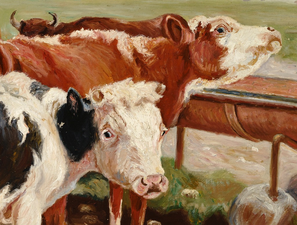 KROWY STARY OBRAZ OLEJNY MALOWANY NA PŁÓTNIE - 11649931981 - oficjalne ...