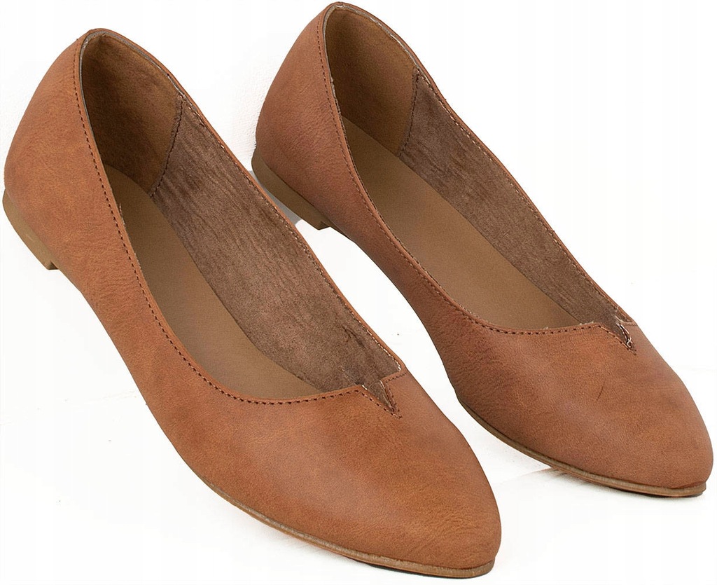 6724 BALERINY BALERINKI DAMSKIE EKOSKÓRA CAMEL 38 - 12585459542 ...