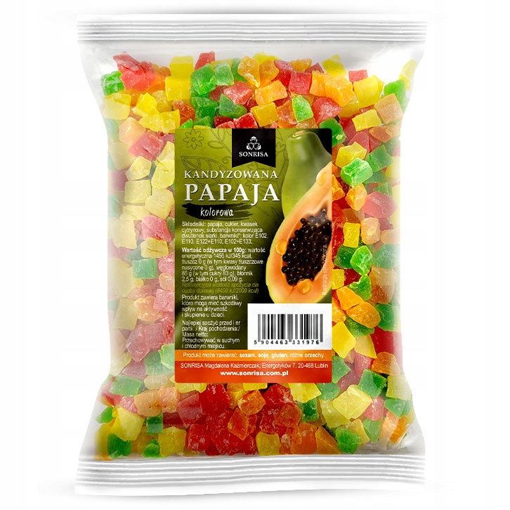 Papaja suszona kandyzowana kostka kolorowa 250 g - 13129330619 - oficjalne archiwum Allegro