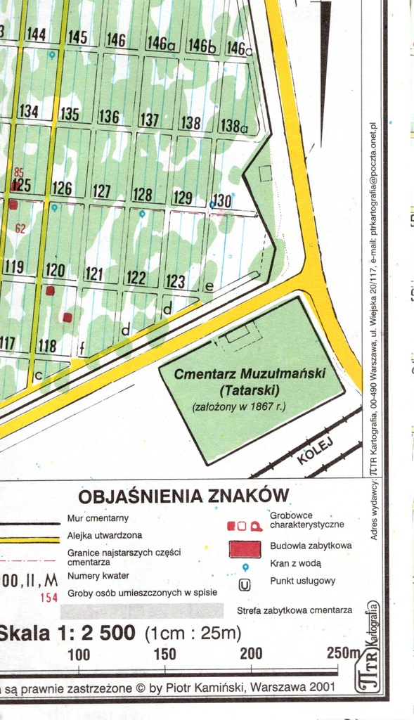 Stare Powązki w Warszawie. Plan cmentarza. - 12274318976 - oficjalne archiwum Allegro