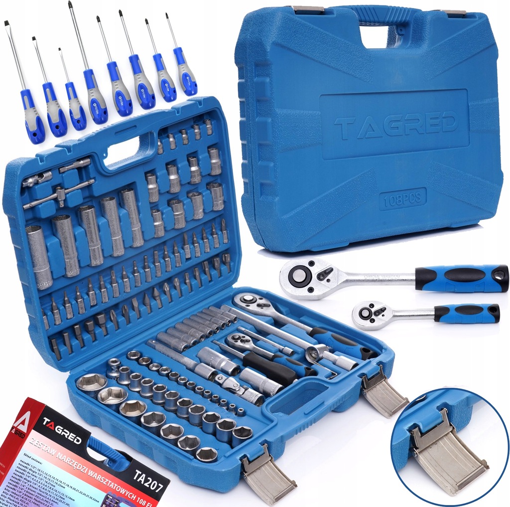 ZESTAW KLUCZY KLUCZE NASADOWE TORX TAGRED 108 +8EL - 10895105769 - oficjalne archiwum Allegro