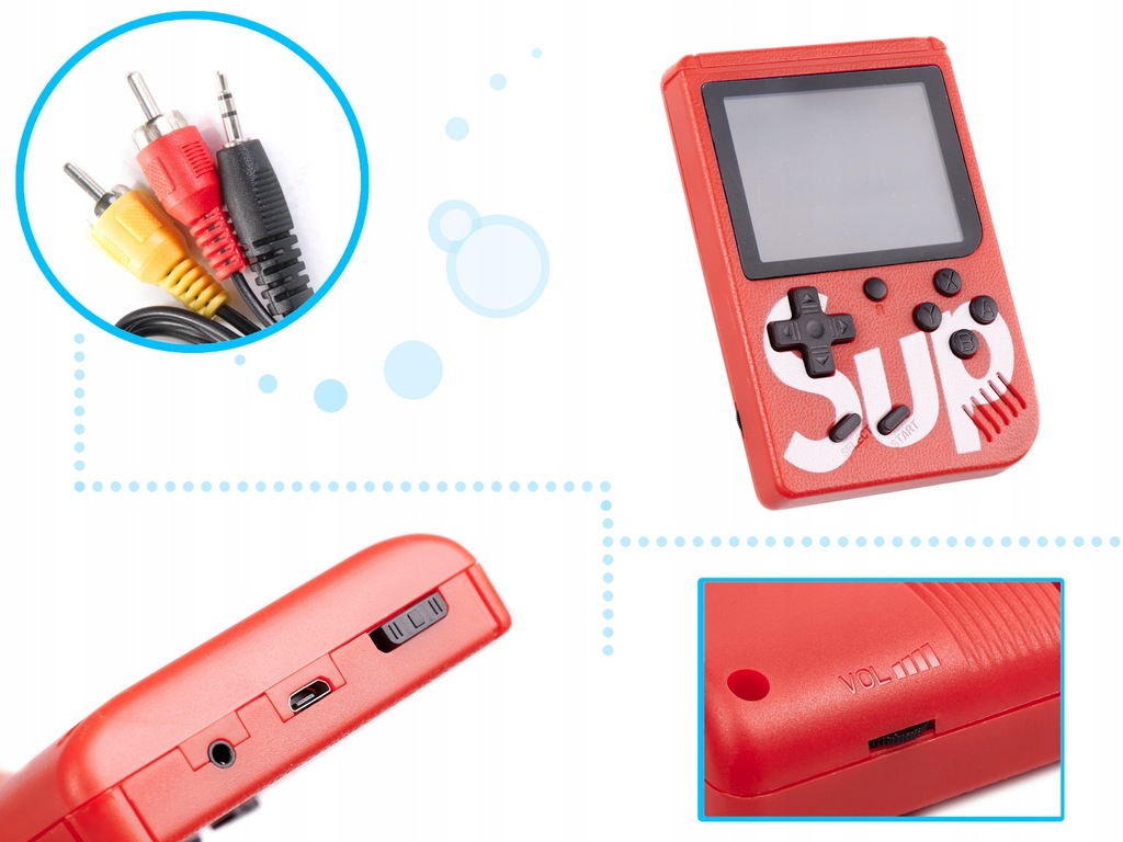 Konsola przenośna Game Box 400 gier czerwona - 12650426278 - oficjalne ...