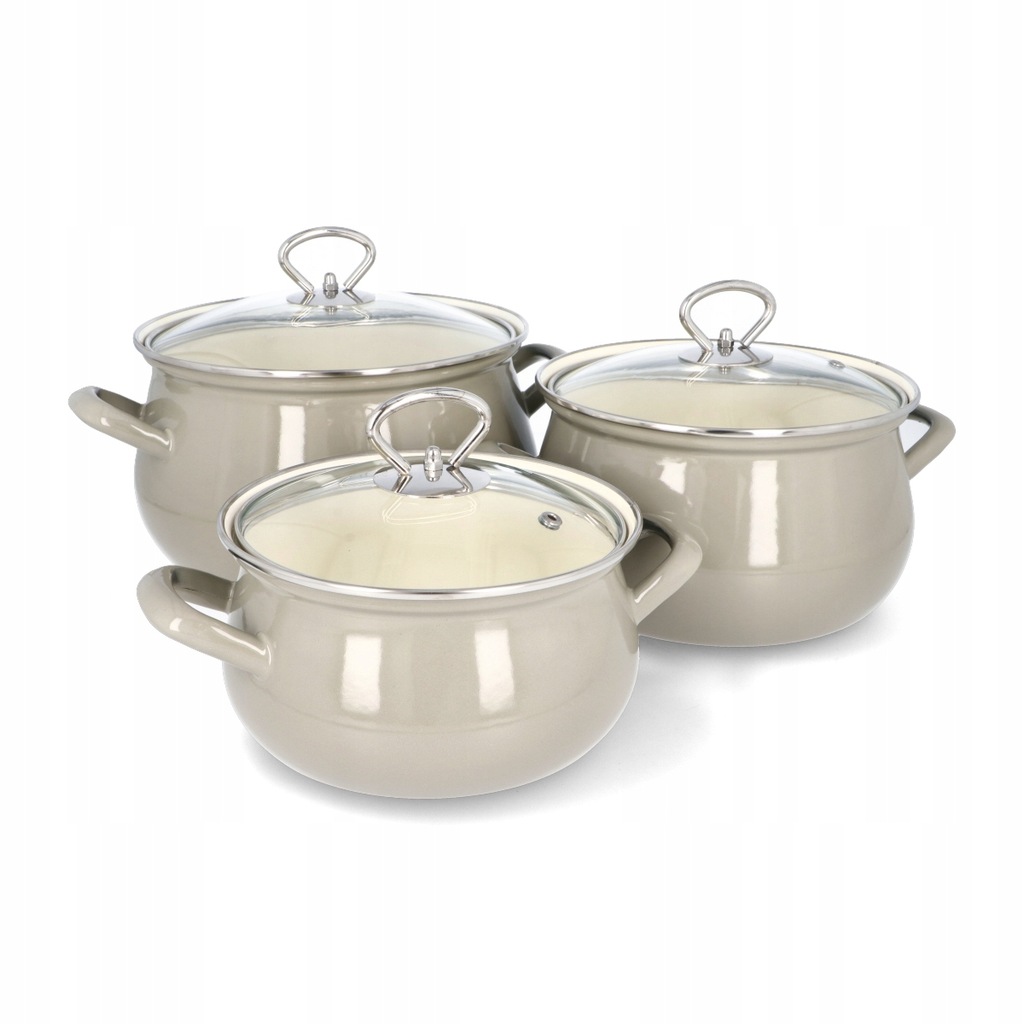 Komplet garnki EMALIA emaliowane POLSKA OLKUSZ - 10665037285 ...