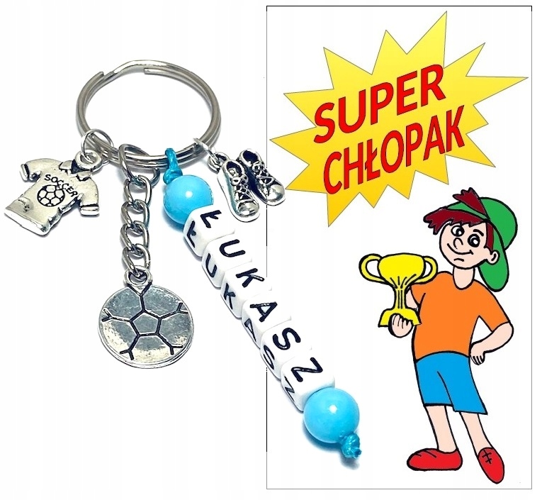 BRELOK z IMIENIEM Prezent dla chłopca breloczek do kluczy plecaka ...