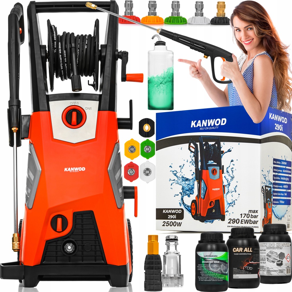 MYJKA CIŚNIENIOWA KANWOD 170 BAR ALUMINIOWA POMPA - 12277614449 - oficjalne archiwum Allegro