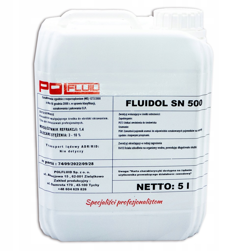 PÓŁSYNTETYCZNE CHŁODZIWO POLFLUID SN500 5L - 12738062368 - oficjalne ...