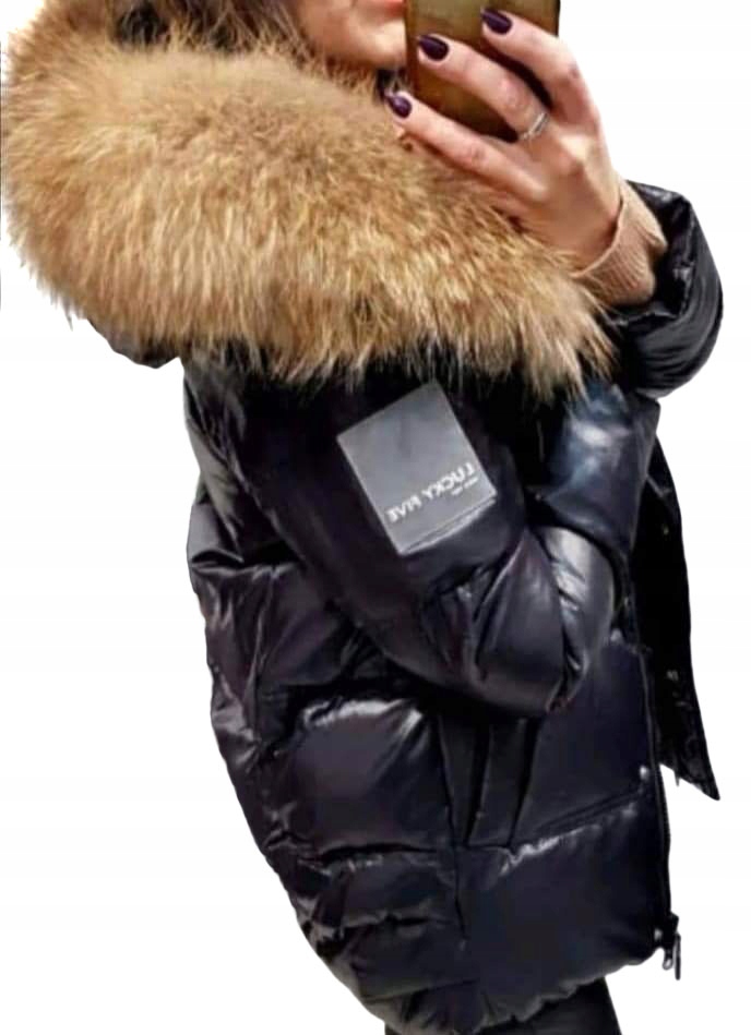 MISS FOFO zimowa puchowa jenot lucky five czarna M - 12959584821 ...